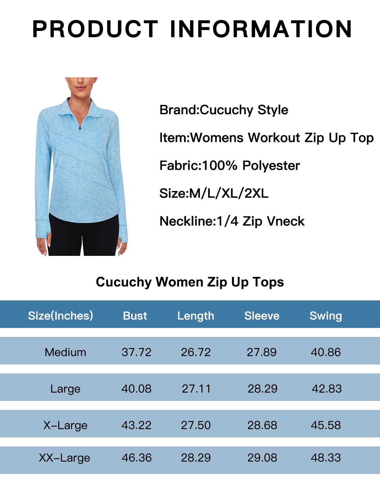 Quarter Zip Pullover Women,Cucuchy Long Sleeve T Shirts Fit Athletic Tops V Neck Quarter Zip Sweat Wicking Trendy Casual Golf Top Yoga Running Training Athletic Fall Warm Tunic Blue M