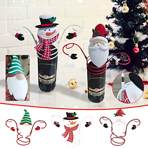 Christmas Holiday Wine Bottle Glass Holders, Snowman Santa Claus Gnome Organizer Rack, Christmas Home Decor Kitchen Storage Bar, Wine Cellar, Cabinet, Pantry,Rack Bar (Set of 3)