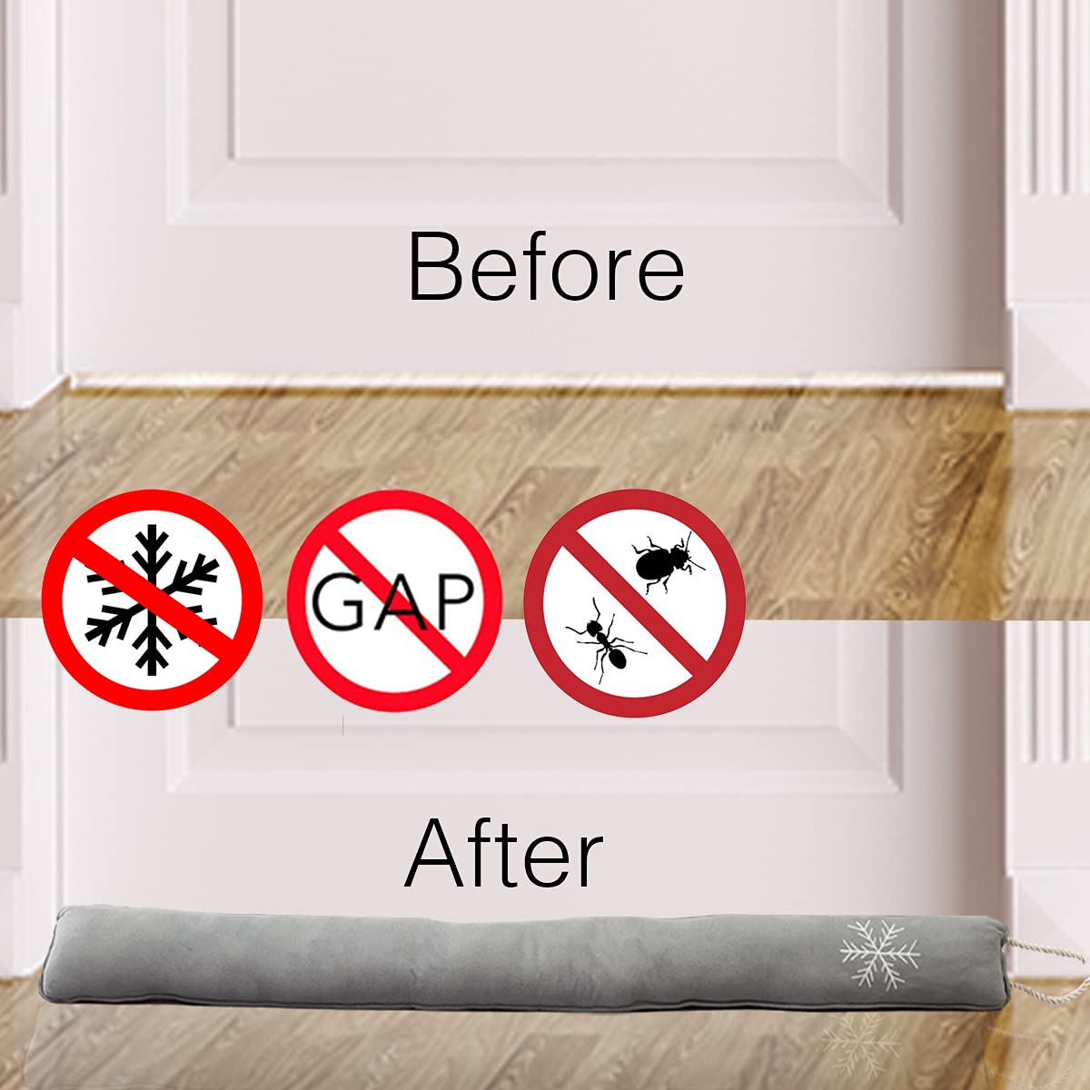 Simply Genius Cold Weather 36 Inch Door Snake Draft Stopper - Wind Blocker for Door Bottom and Window Draft Stopper - Gray Window Wind Blocker