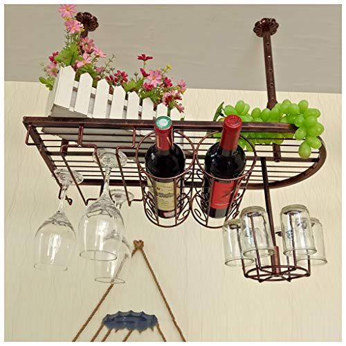 Stylish Simplicity Wine Glass Holder Vintage Iron Inverted High Glass Holder Simple Creative Display Decoration Stylish Simplicity Bottle Holder Adjustable Wine Glass Holder (Bronze 100 * 25Cm), PIB