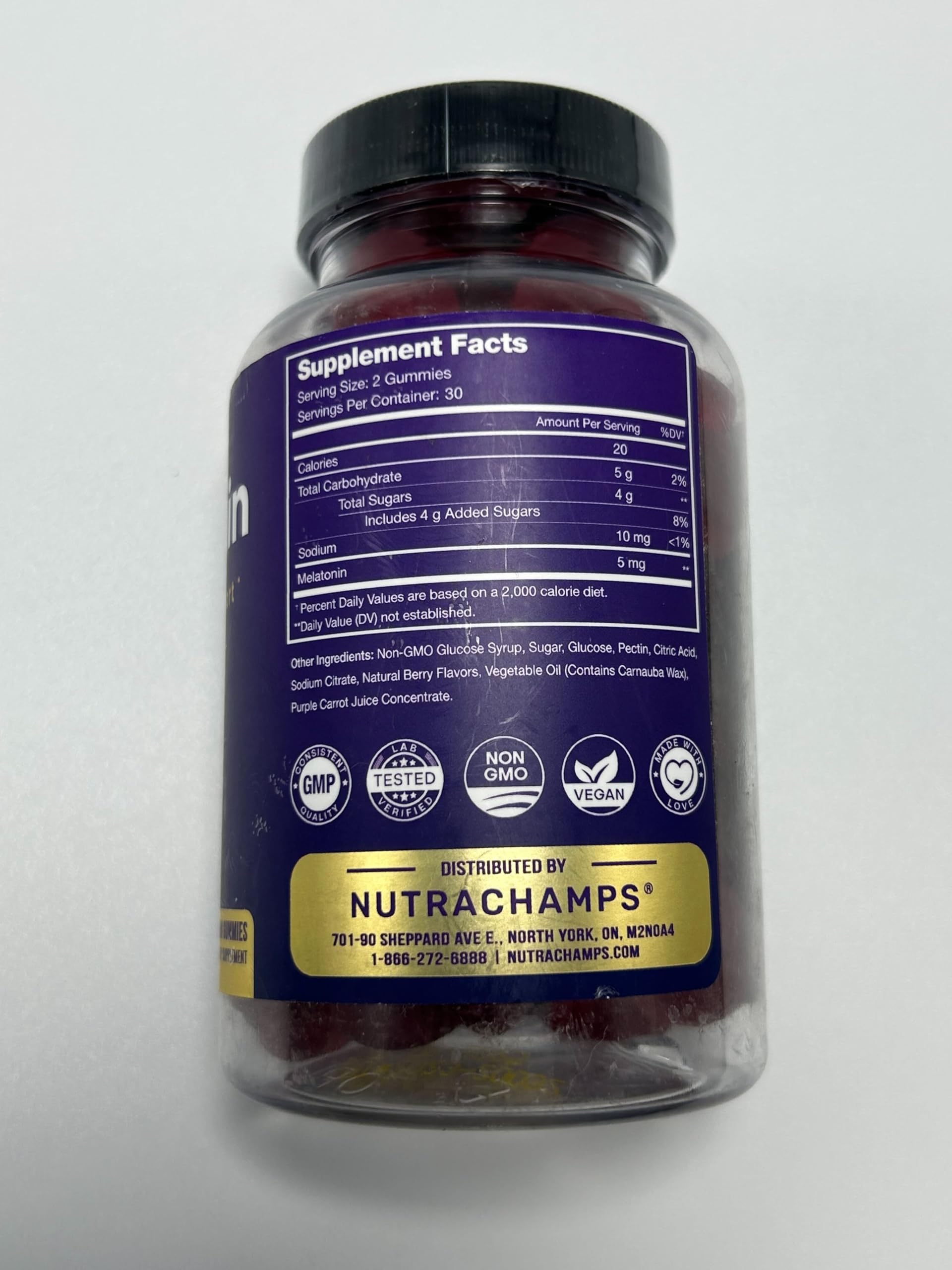 NutraChamps (Pack of 2 Melatonin Gummies for Adults, Extra Strength Sleep Aid Vitamins, 5mg or 10mg Dose, Vegan Natural Strawberry Flavor Supplement for Better Sleep, 120 Gummies
