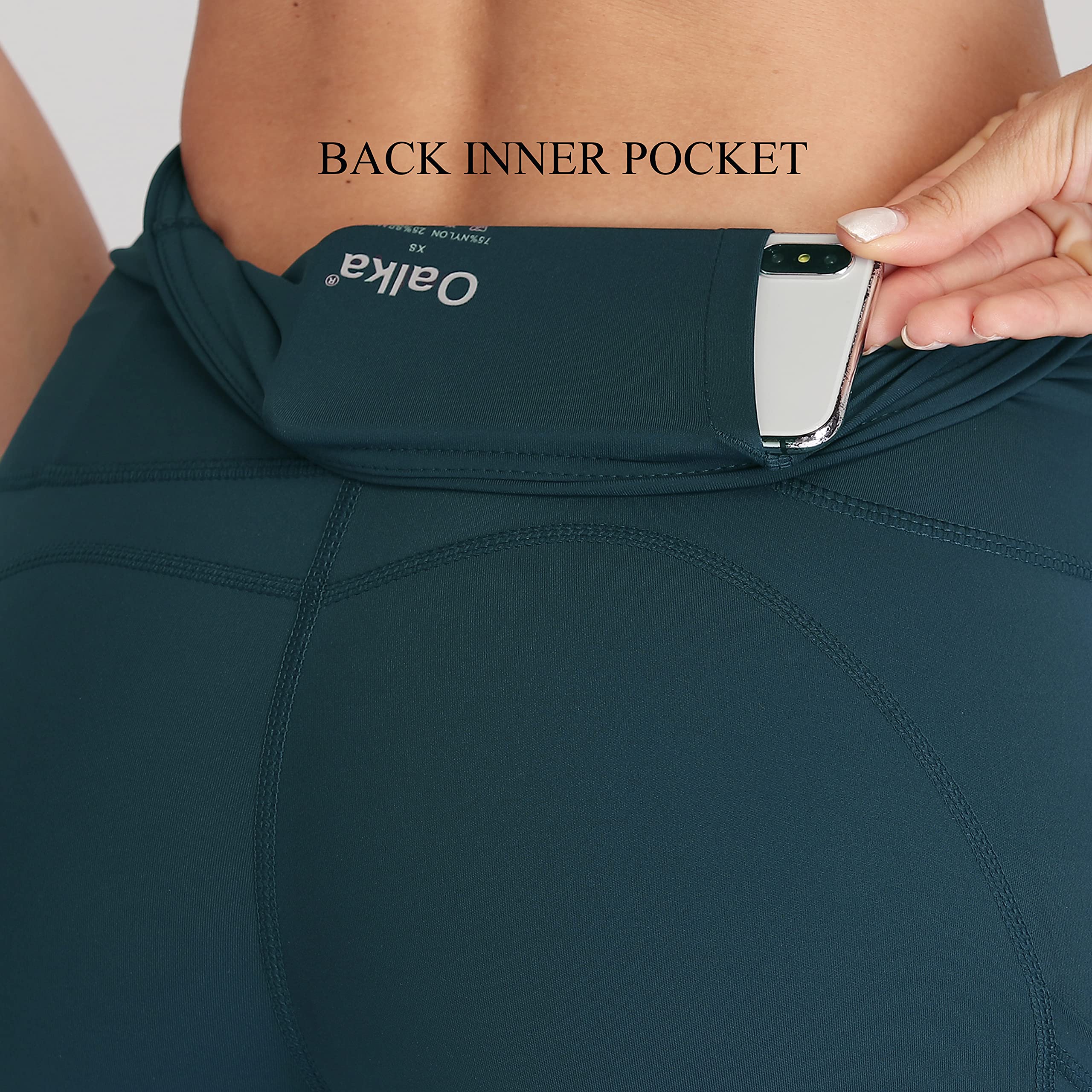 Women's Short Yoga Side Pockets High Waist Workout Running Shorts Dark Teal XL