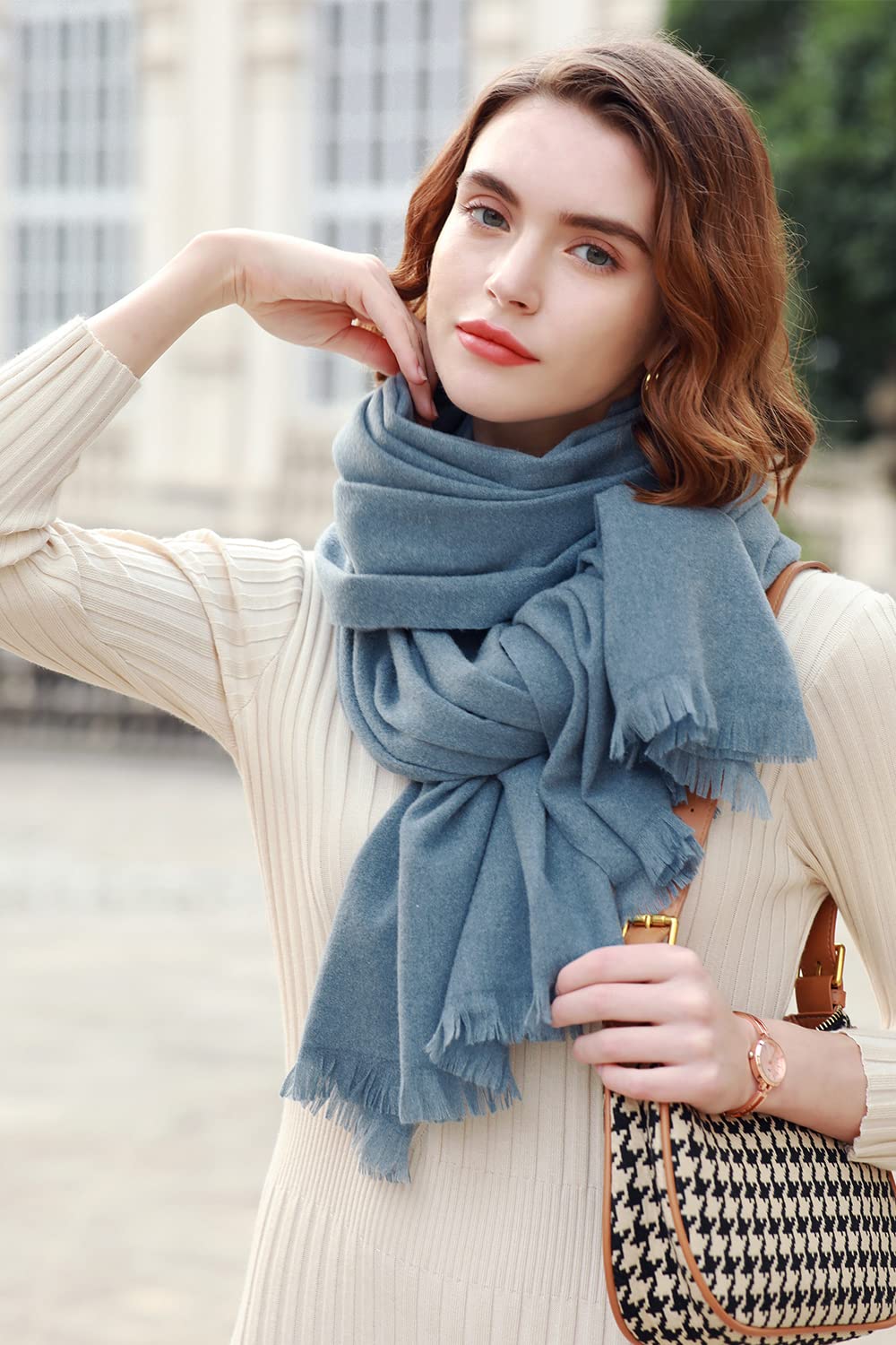 RIIQIICHY Pashmina Shawl Wraps for Women Scarf for Wedding Large Winter Blue Scarves Soft Shawls and Wraps for Evening Dresses