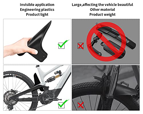 YHT 2 Pack Mountain Bike Fenders, High Compatible Bicycle Mudguard Fits 26", 27.5", 29", Thicken Widen Front and Rear Mud Guard, MTB Fender, Frame Guards, Black…