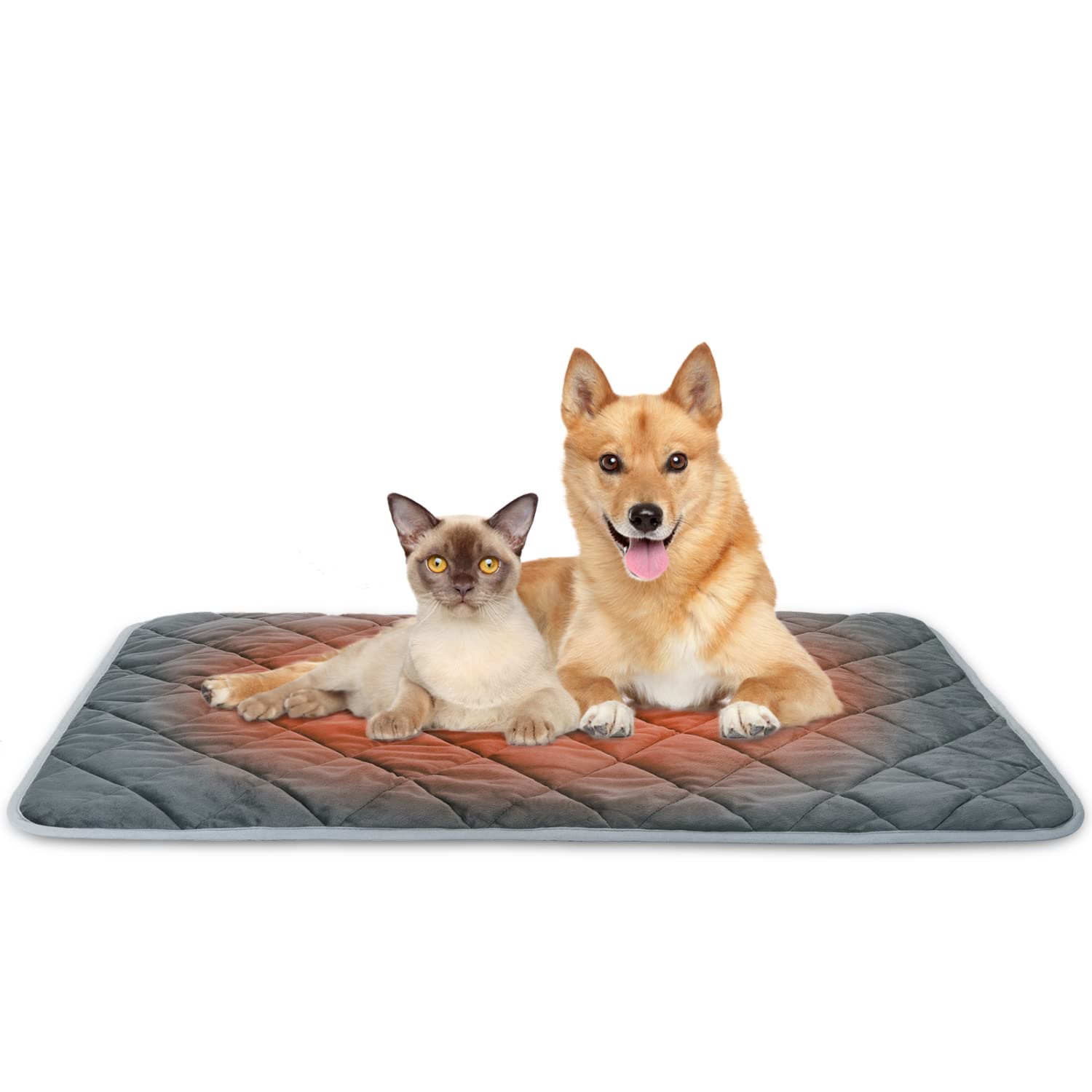 Nobleza Self Warming Pet Pad, Super Soft Plush Dog Crate Pad for Travel or Home, Washable Anti-Slip Kennel Mat for Large Medium Small Dogs and Cats, 45" × 28" Grey