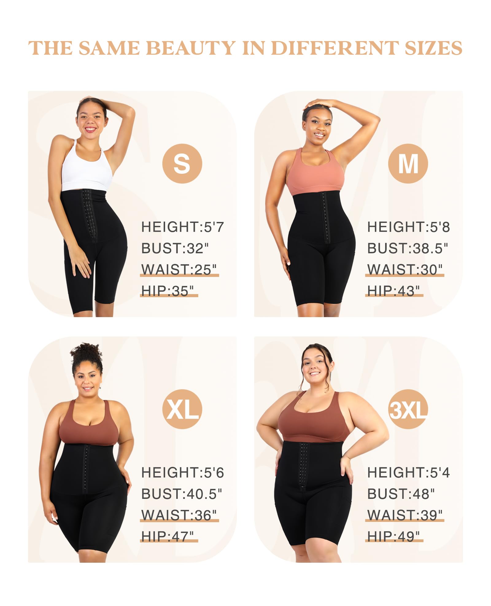 FeelinGirl Womens Tummy Control Waist Trainer High Waisted Shorts Corset Body Shaper Shapewear with Pockets Black