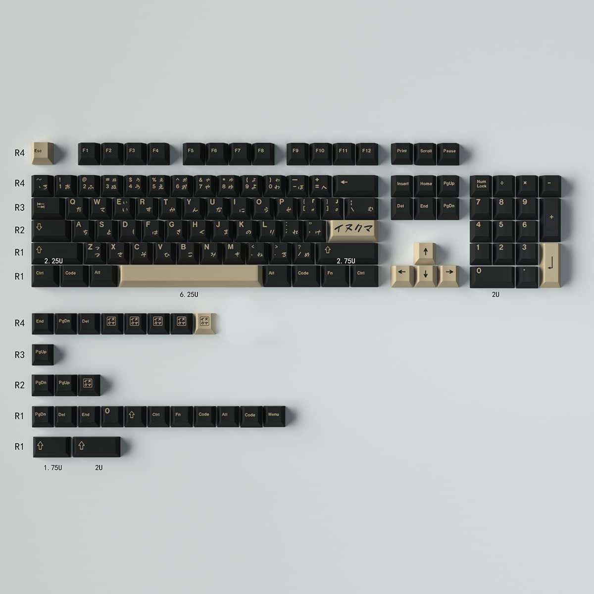 129 Keys PBT Keycaps Dye Sub Cherry Profile Japanese Inukuma Keycaps Fit for 61/64/87/104/108 Cherry Mx Switches Mechanical Keyboard