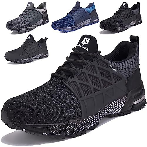 SUADEX Indestructible Steel Toe Shoes Men Women Safety Work Sneakers Comfortable Lightweight Black