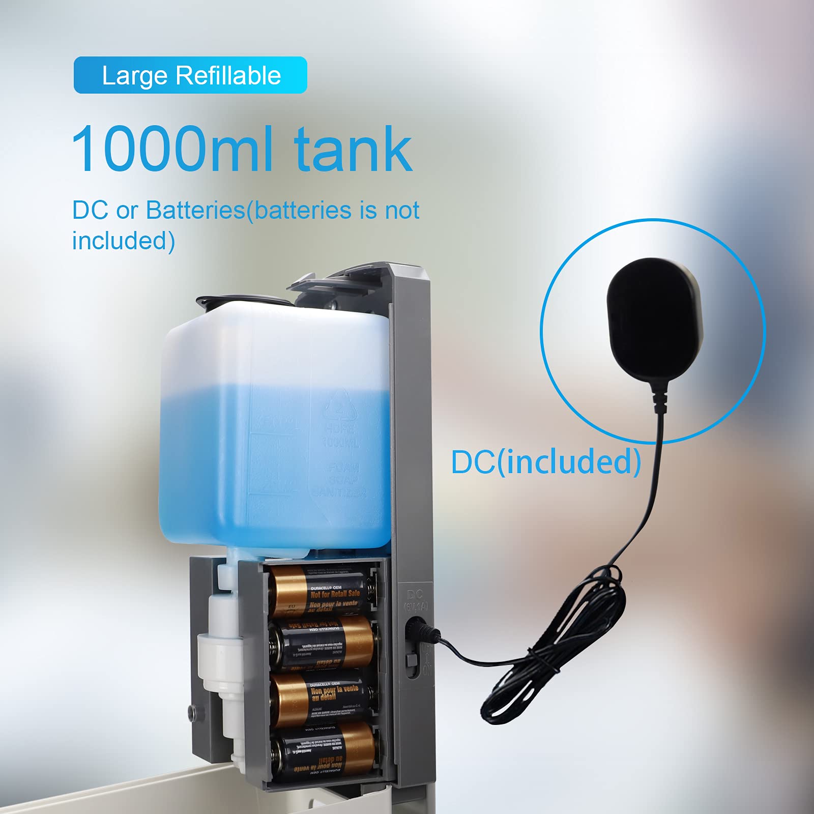 AETTL Touchless Automatic Foaming Hand Soap Dispenser Wall Mount, Motion Sensor Foam Liquid Refill Bottle Sanitizer Dispensing for Bathroom Kitchen Home Farmhouse Station 1306-s