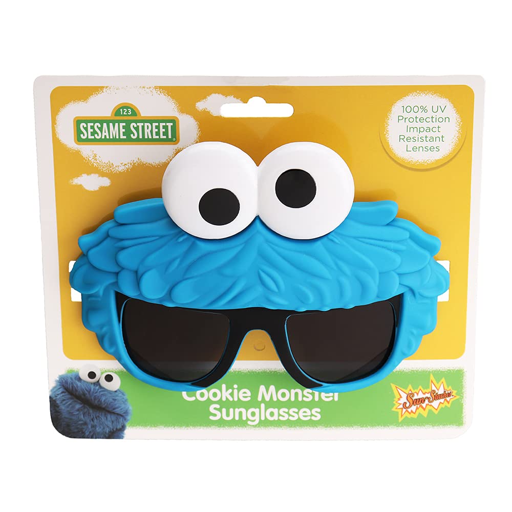 Sun-Staches Sesame Street Cookie Monster Jr. Sunglasses for Kids, Costume Accessory Mask, UV400 Blue, One Size Fits Most Kids