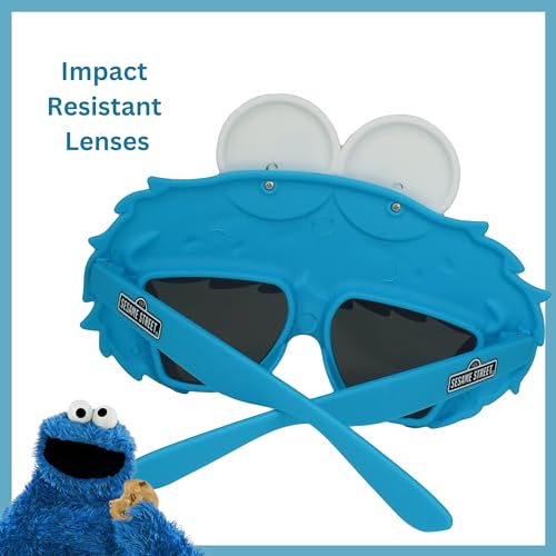 Sun-Staches Sesame Street Cookie Monster Jr. Sunglasses for Kids, Costume Accessory Mask, UV400 Blue, One Size Fits Most Kids