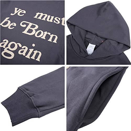 Cactus Pack Ye Must Be Born Again Hoodie Hip Pop Rapper Graphic Print Unisex Long Sleeve Heavyweight Hooded For Unisex Grey