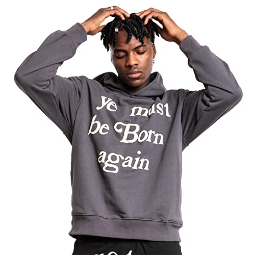 Cactus Pack Ye Must Be Born Again Hoodie Hip Pop Rapper Graphic Print Unisex Long Sleeve Heavyweight Hooded For Unisex Grey
