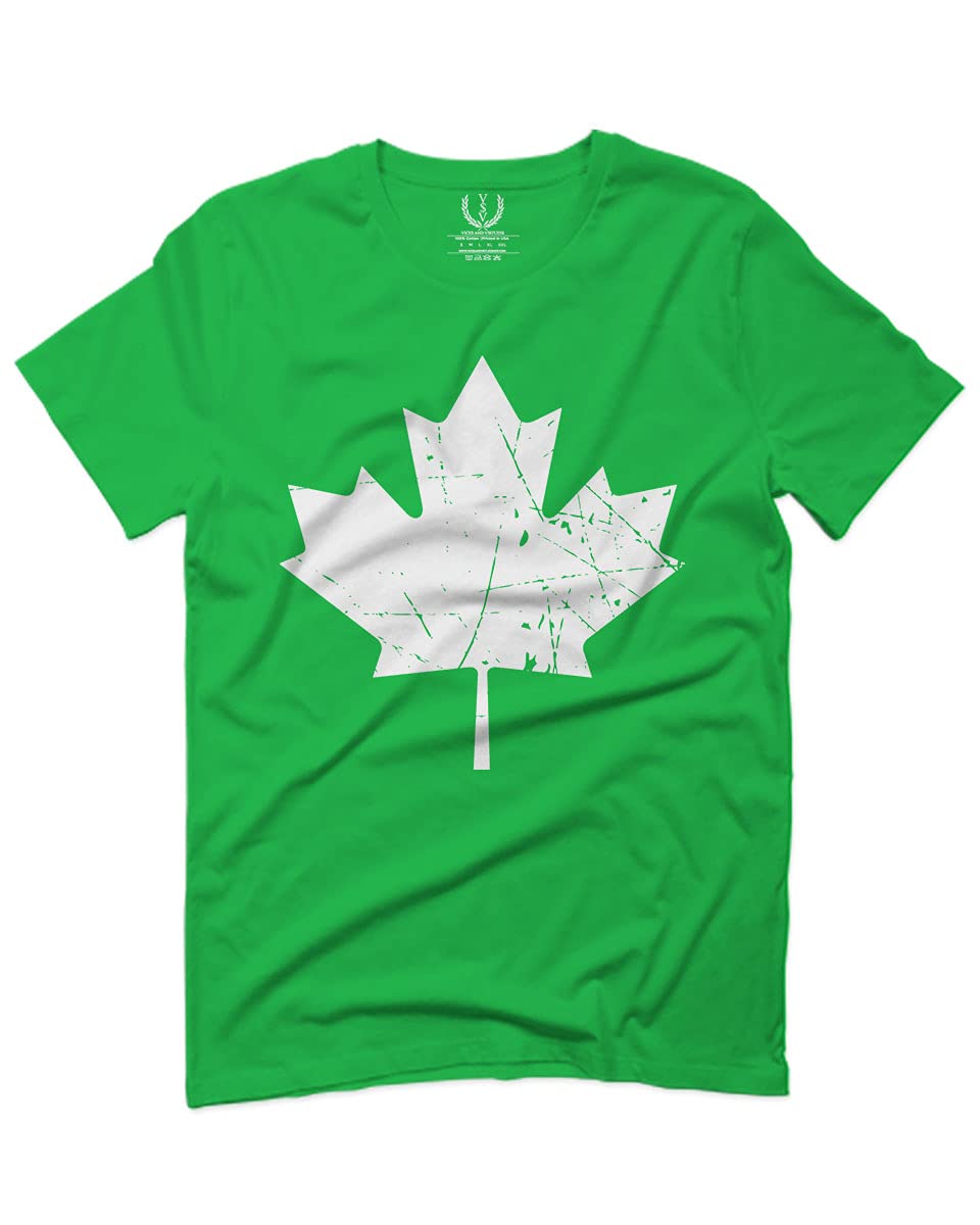 Canada Flag Maple Leaf Canadian Pride Retro Vintage Style for Men T Shirt (Irish Green Medium)