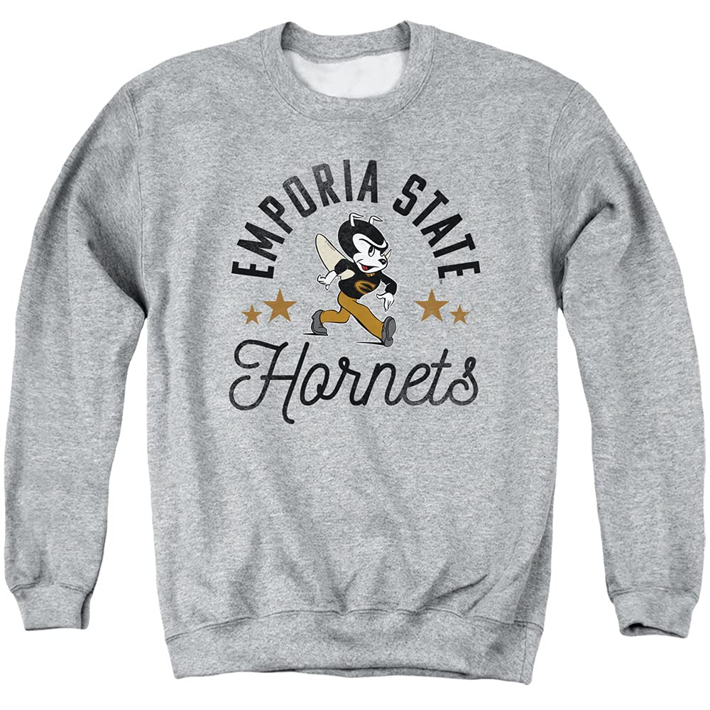 LOGOVISION Emporia State University Official Hornets Unisex Adult Crewneck Sweatshirt,Athletic Heather, X-Large