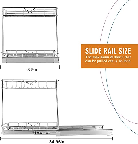 TQVAI Pull Out Cabinet Drawer Organizer, 2 Tier Kitchen Cabinet Roll Out Storage Shelves, Slide Wire Shelf Basket - Request at Least 12 inch Cabinet Opening, Half Top