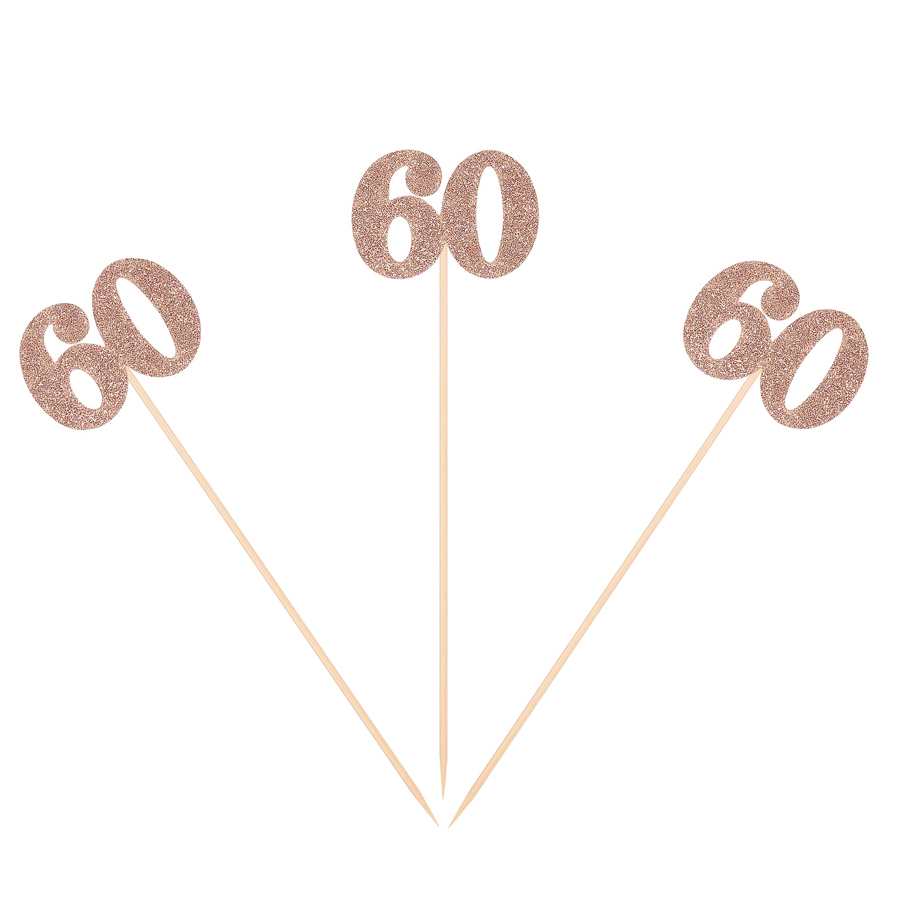 Pack of 10 Rose Gold Glittery 60th Birthday Centerpiece Sticks Number 60 Table Topper Adult Birthday Anniversary Pary Decorations