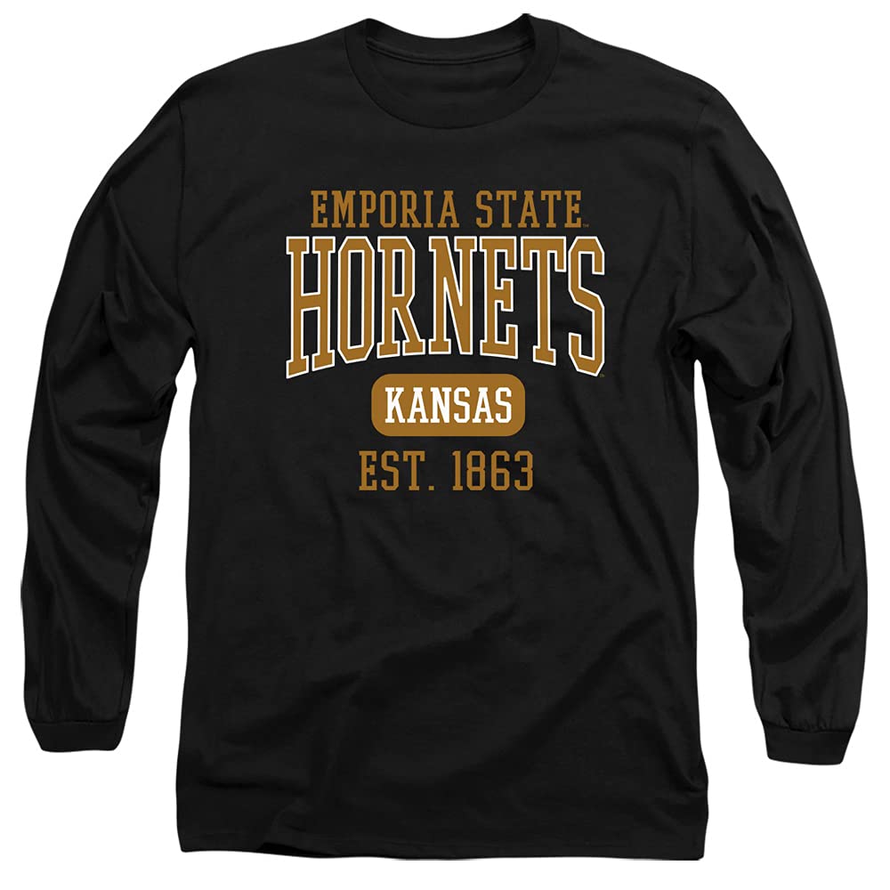 Emporia State University Official Est Date Unisex Adult Long-Sleeve T Shirt,Black, X-Large