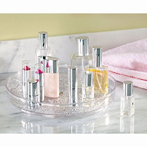 iDesign The Rain Collection Lazy Susan Turntable Organizer, 9" x 9" x 1.5", Clear & BPA-Free Plastic Divided Makeup Palette Cosmetic Organizer, The Clarity Collection β 9.25" x 3.86" x 3.2", Clear