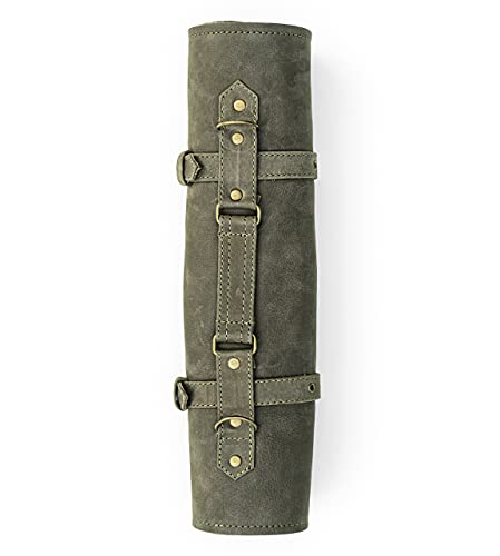 Knife Roll Bag Genuine Leather β knife case for Chefs 7 slots β Leather Knife bag Clint (Olive-Green)