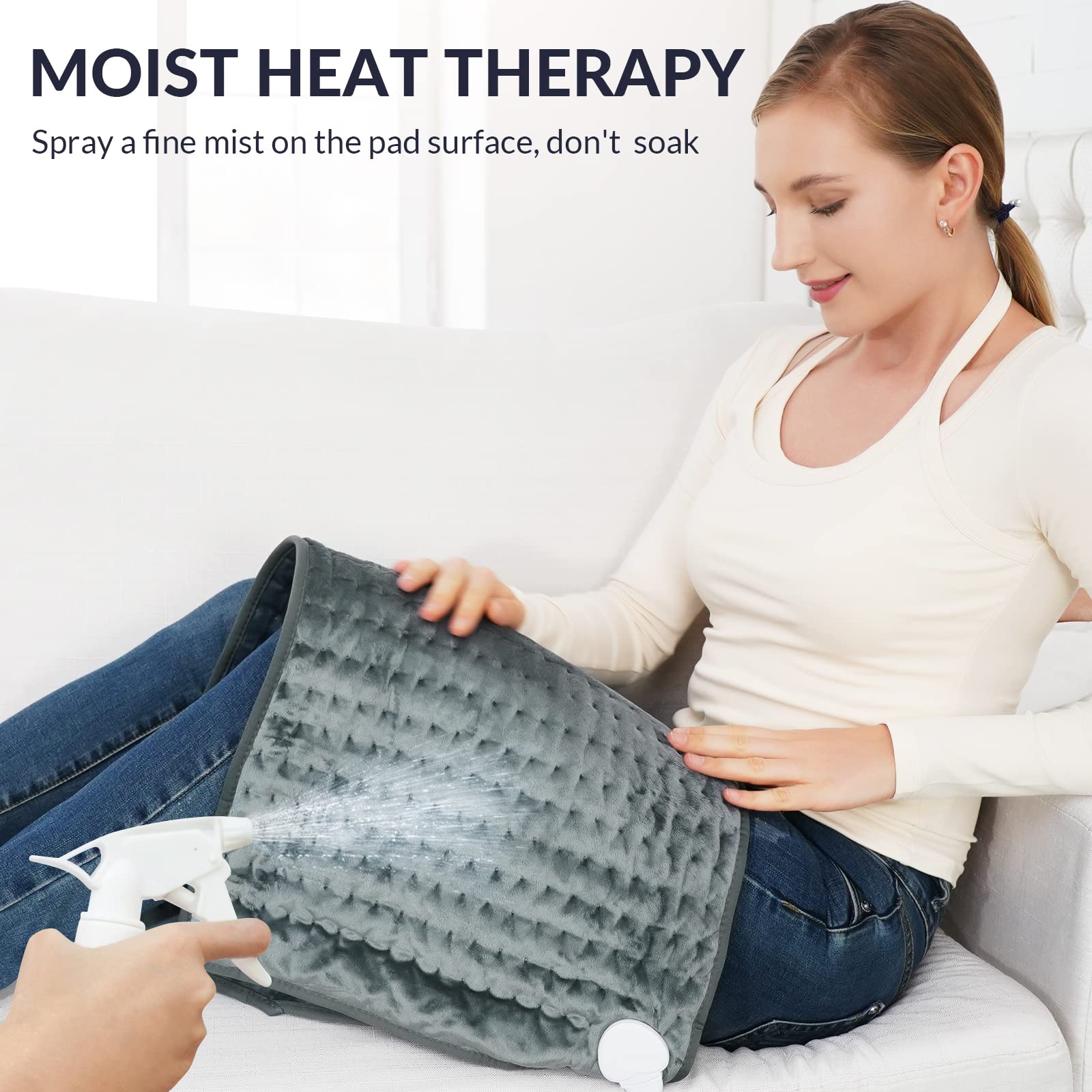 Aholard Electric Heating Pad - 30"x16" Large Heating Pad for Back Pain and Cramps Relief, Heat Pad with 4 Auto Shut Off 6 Heat Settings, Soft Moist Heated Pad Dry Therapy for Shoulder Neck Washable