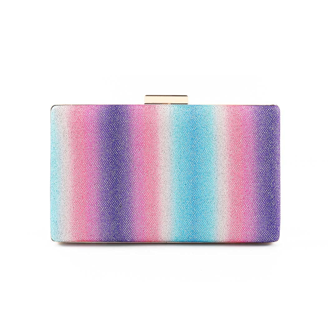 ELABEST Rainbow Evening Clutch Bag Chic Handbag Money Purses Sparkly Sequin Crossbody Shoulder Cocktail Party Bags (Deep Color)