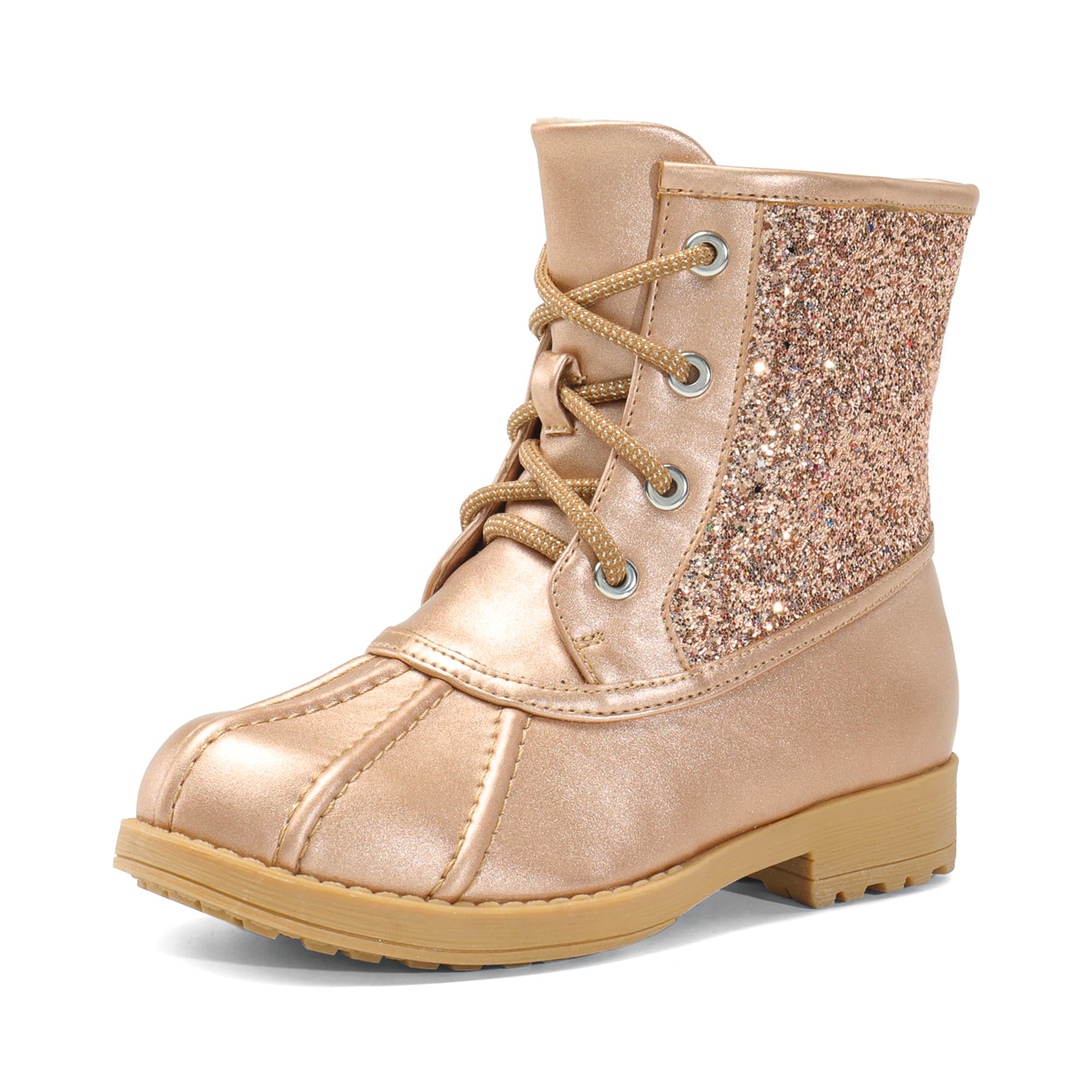 DREAM PAIRS Girls Side Zipper Glitter Ankle Boots KBO212 Rose/Gold Size 1 Little Kid