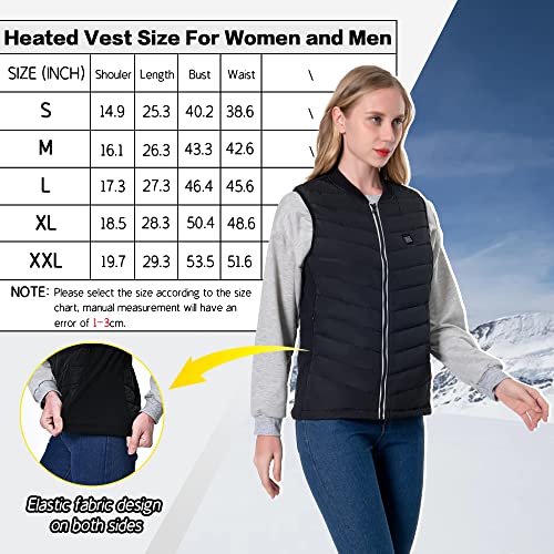 AGGSKAL Heated Vest for Men&Women with Battery Pack,Lightweight Warm Vest USB Rechargeable for Skiing, Hiking, Fishing (Black, 2X-Large)