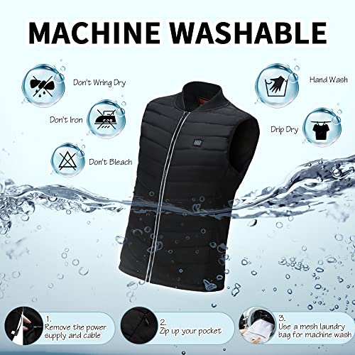AGGSKAL Heated Vest for Men&Women with Battery Pack,Lightweight Warm Vest USB Rechargeable for Skiing, Hiking, Fishing (Black, 2X-Large)