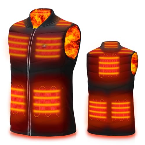 AGGSKAL Heated Vest for Men&Women with Battery Pack,Lightweight Warm Vest USB Rechargeable for Skiing, Hiking, Fishing (Black, 2X-Large)