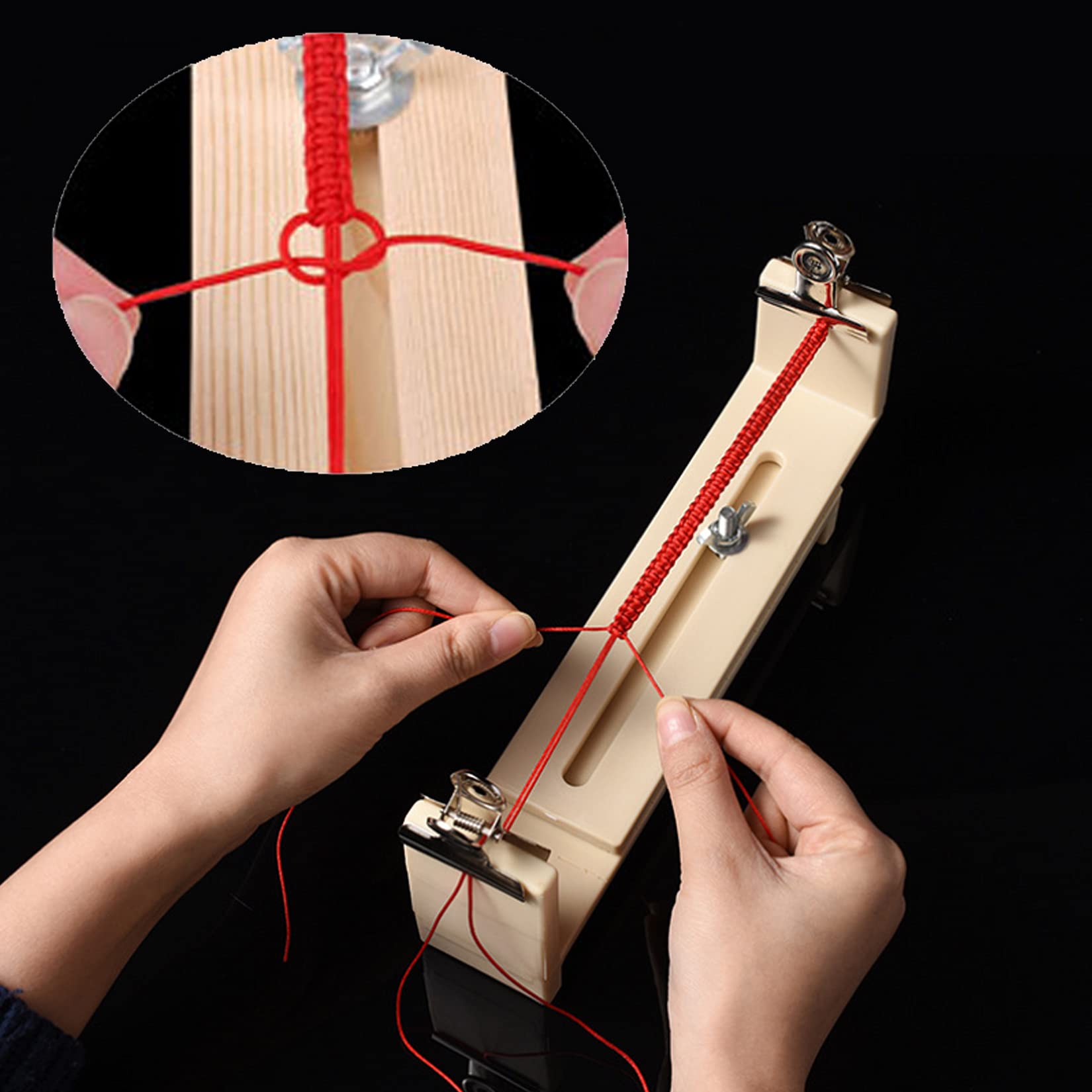 iDili Braided Thread Holder Jig, DIY Hand-Knitted Rope Woven Holder, Hand Bracelet Rope Making Tool Rope Braided Fixing Frame Plate, DIY Craft Braiding Tool with Scale, Adjustable Length