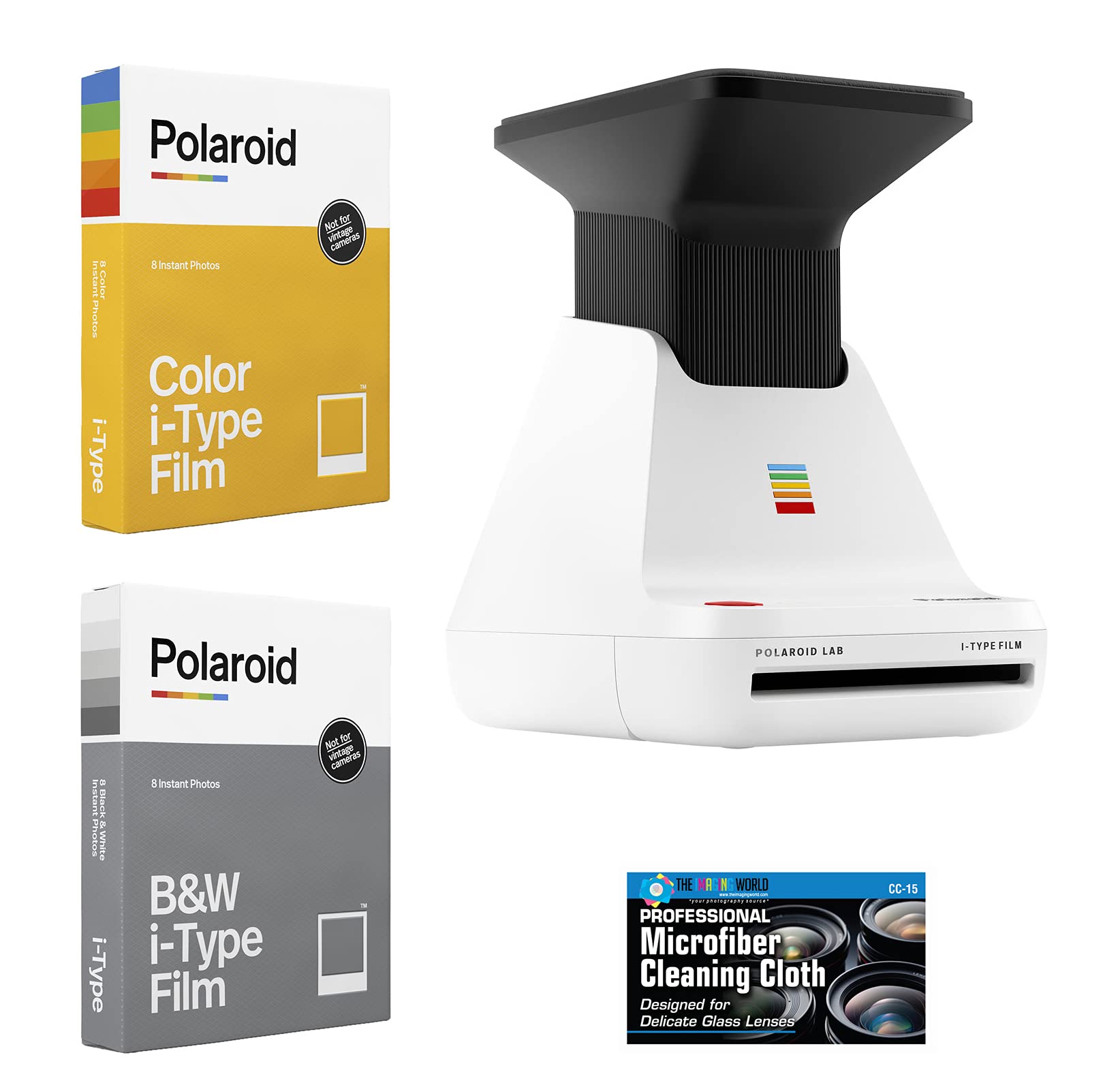 The Imaging World Polaroid Lab Instant Film Photo Printer + Polaroid Color Film + Polaroid Black and White Film + Microfiber Cloth