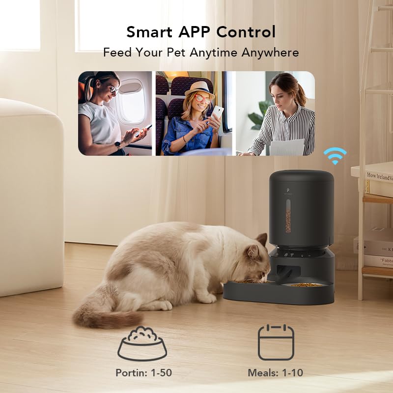 PETLIBRO Automatic Cat Feeder, WiFi Connected, Adjustable Meal Splitter, Fresh Food Storage, Multiple Pet Use, Stainless Steel