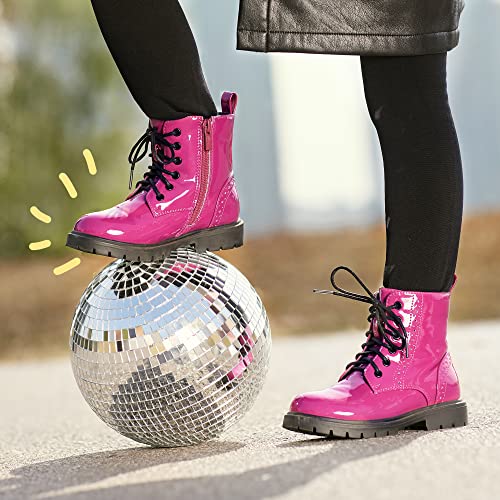 DREAM PAIRS Boys Girls Boots Side Zipper Kids Combat Ankle Booties,Size 10 Toddler,Rose/RED,KBO211