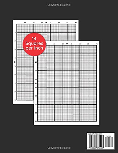 Cross Stitch Graph Paper Notebook: 14 squares Per inch grid Embroidery & Needlework. Large Print Din A4, 110 pages with 14 lines per inch chart For all your patterns and designs.