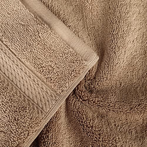 Superior Egyptian Cotton Pile 8 Piece Towel Set, Includes 2 Bath, 2 Hand, 4 Face Towels/Washcloths, Ultra Soft Luxury Towels, Thick Plush Essentials, Guest Bath, Spa, Hotel Bathroom, Latte