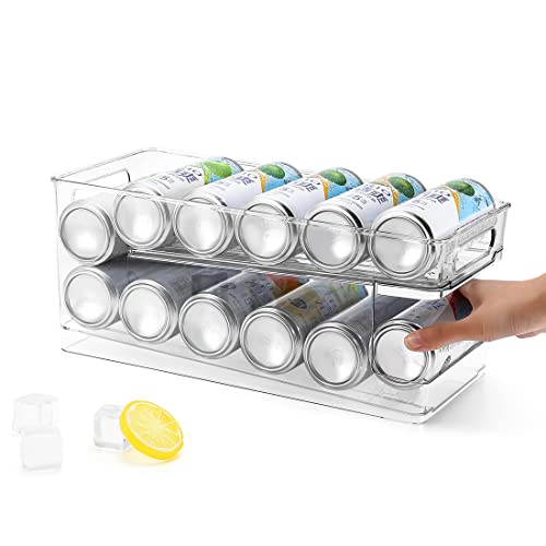 Xicennego Stackable 16oz Energy Drink Can Tall Cans Storage Organizer and Refrigerator Soda Can Holder for Standard 12oz Cans