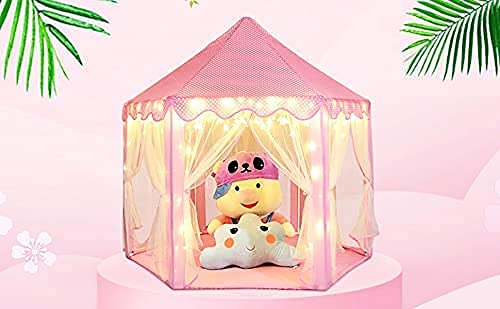 BIG BADA BOOM Princess Play Tent for Girls β Large 55β x 53β, Durable 230T Princess Castle with Replacement Poles + Bonus LED 20 Star String Light β Playhouses for Kids Indoor 3 Year Old Girl Toys