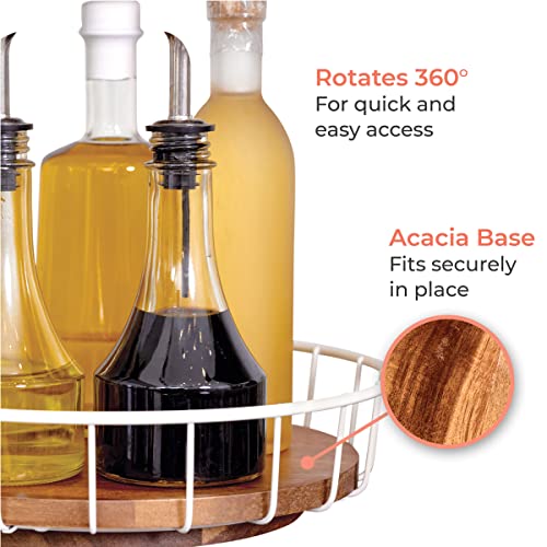 The Ría Safford Collection by iDesign Acacia Wood and Wire Turntable, 11", Coconut