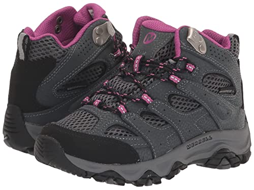 Merrell Moab 3 Mid WTRPF Hiking Shoe, Granite/Berry, 4.5 US Unisex Big Kid