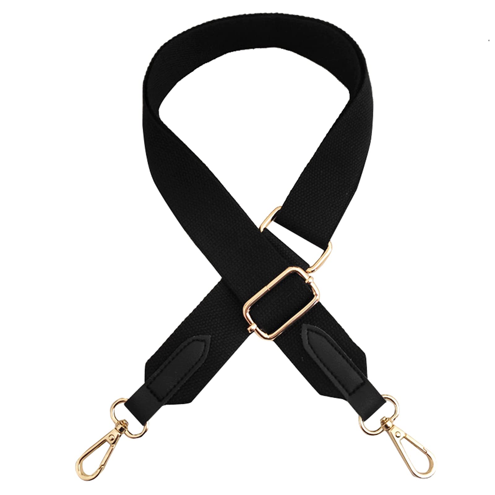 Beacone Wide Purse Strap Adjustable Canvas Replacement Crossbody Handbag Shoulder Bag Strap (A-Black)