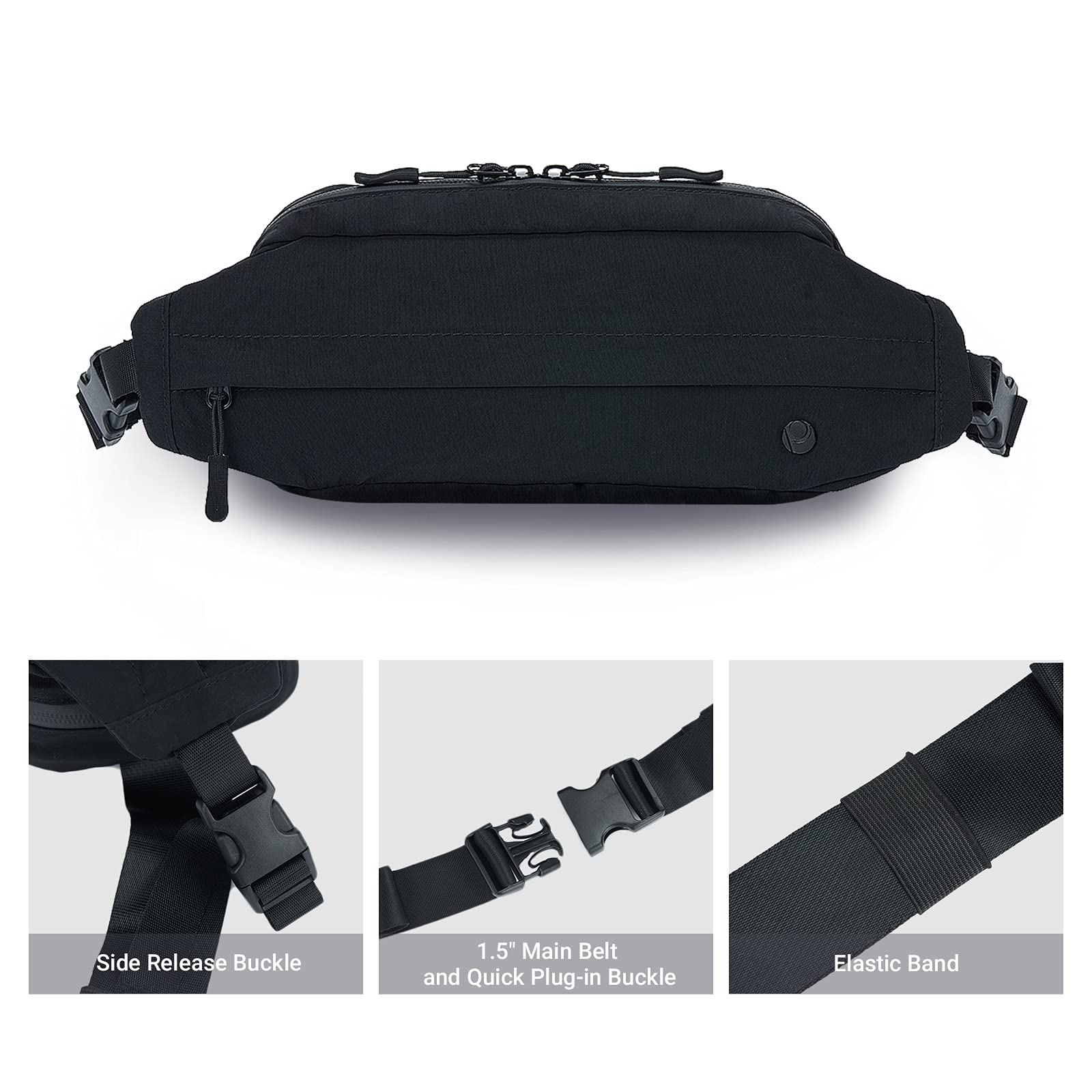 Purevave Washed Nylon Small Sling Bag for Men, Crossbody Bag for Men, Mens Sling Bag Crossbody 2.5L (Black)