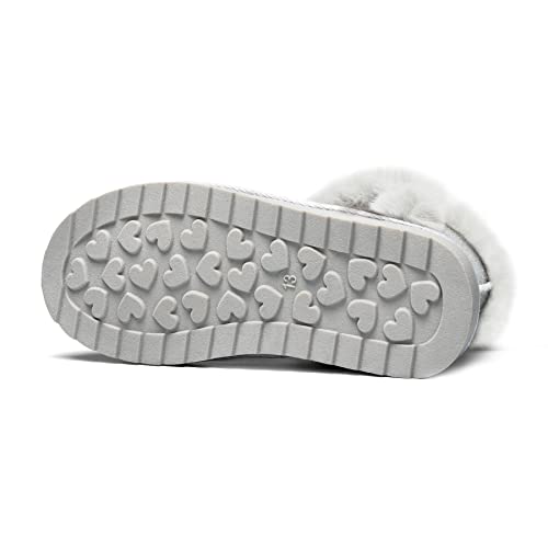 K KomForme Girls Snow Boots Warm Fur Lined Glitter Strap Winter Shoes Lightweight with Hook-and-loop(Toddler/Little Kids/Big Kids)