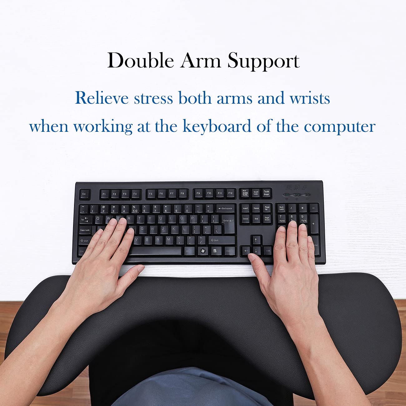Eulps Ergonomic Forearm Support Clamp-on Leather Elbow Armrest Pad Ergonomic Desk Extender for Home and Office, Easy Typing & Pain Relief (Black)