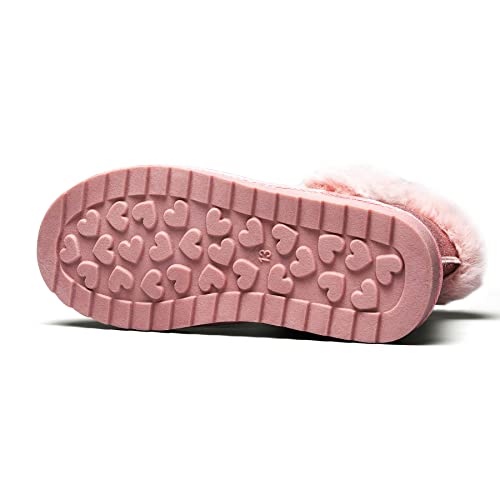 K KomForme Girls Snow Boots Warm Fur Lined Glitter Strap Winter Shoes Lightweight with Hook-and-loop(Toddler/Little Kids/Big Kids)