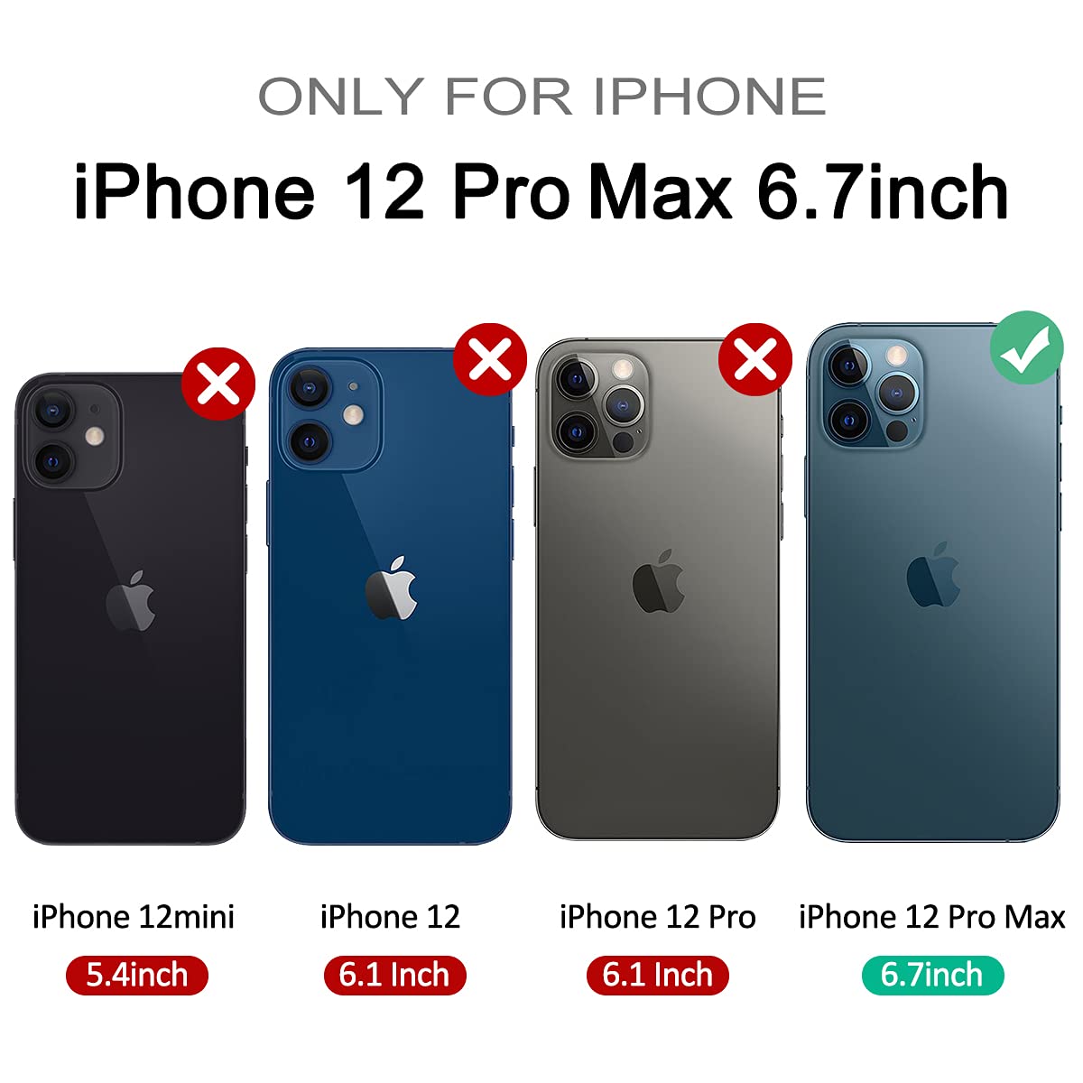 SURITCH Clear Case for iPhone 12 Pro Max (Only) 6.7-inch, [Privacy Screen Protector] Full Body Protective Shockproof Bumper Rugged Phone Cover for iPhone 12 Pro Max -(Clear)