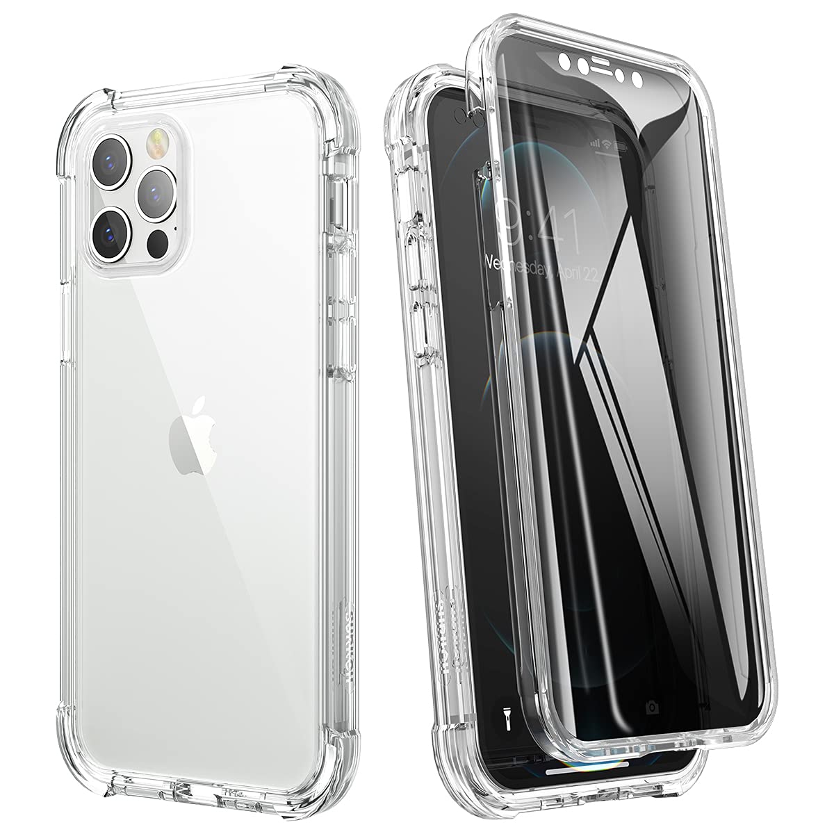 SURITCH Clear Case for iPhone 12 Pro Max (Only) 6.7-inch, [Privacy Screen Protector] Full Body Protective Shockproof Bumper Rugged Phone Cover for iPhone 12 Pro Max -(Clear)