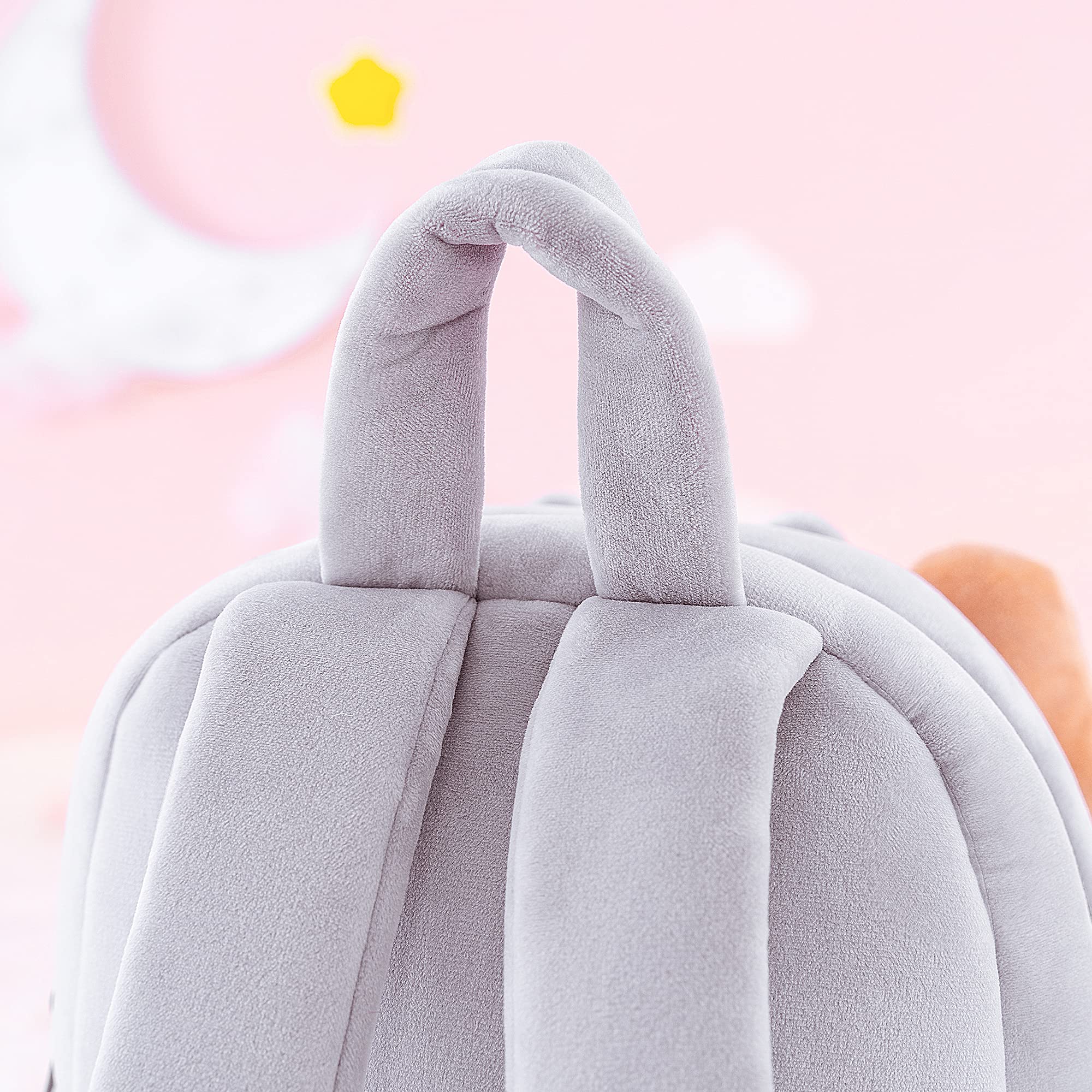 Gloveleya Cat Backpack Toddler Backpack Soft Plush Backpack with Plush Doll Gray