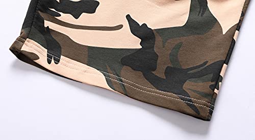 Big Boy's Cotton Casual Classic Fit 8 Inch Inseam Elastic Waist Knit Shorts with Drawstring Pockets Youth 14 Khaki Camouflage