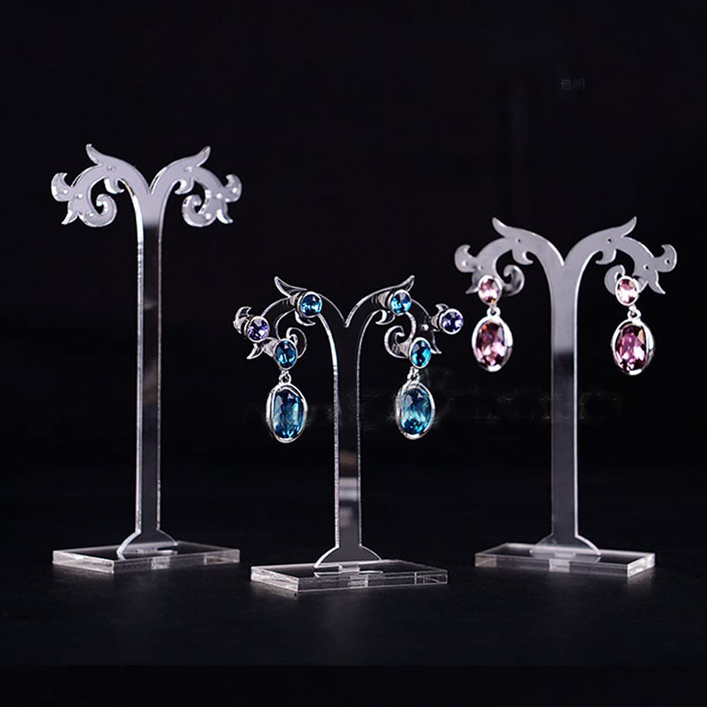 esowemsn A Set of 3pcs Clear Acrylic Earring Stand Detachable Earring Display Storage Rack Earring Holder Organizer Jewelry Tower for Retail Show Tabletop Photography Display Props